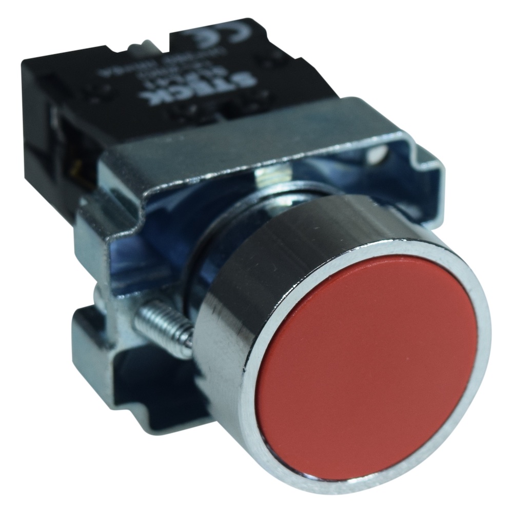 ELECCON | PULSADOR RASANTE METAL ROJO 22MM 1NC SLMRN101