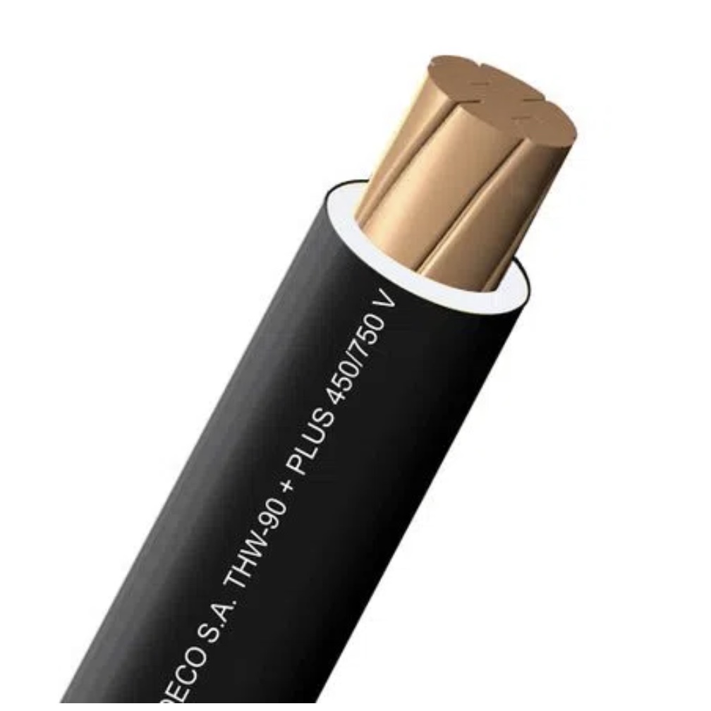 ELECCON | CONDUCTOR ELECTRICO CABLEADO 750V PVC 12AWG NEGRO THW-90 + PLUS