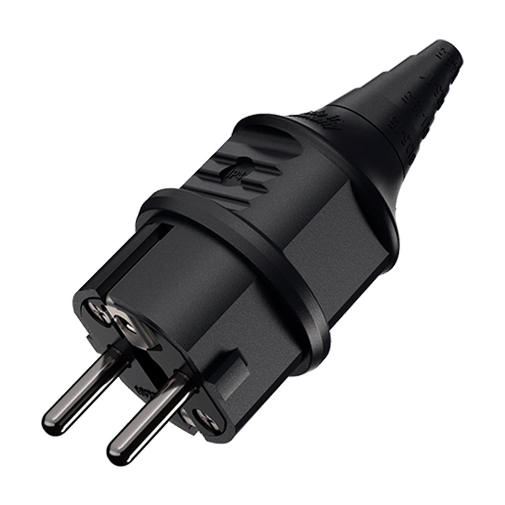 ELECCON | ENCHUFE SCHUKO COLOR NEGRO 16AMP 2P+T 250V IP44