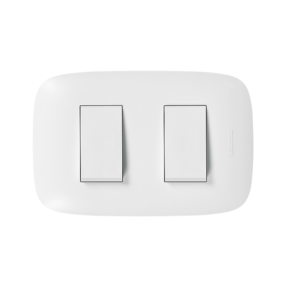 ELECCON | INTERRUPTOR DOBLE 1P BLANCO 250V 10A PLACA BLANCA DOMINO ...
