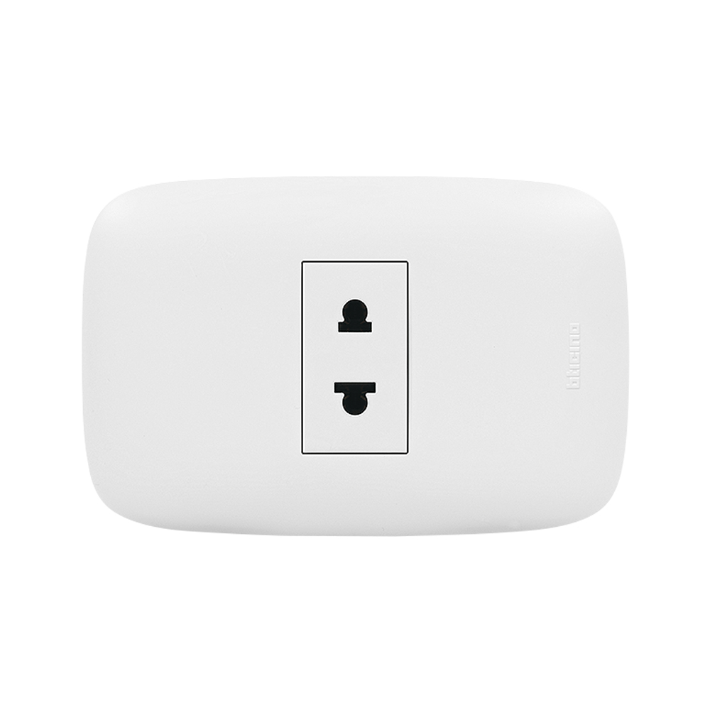 ELECCON | TOMACORRIENTE SIMPLE UNIVERSAL BLANCO 2P 16A 250V PLACA ...